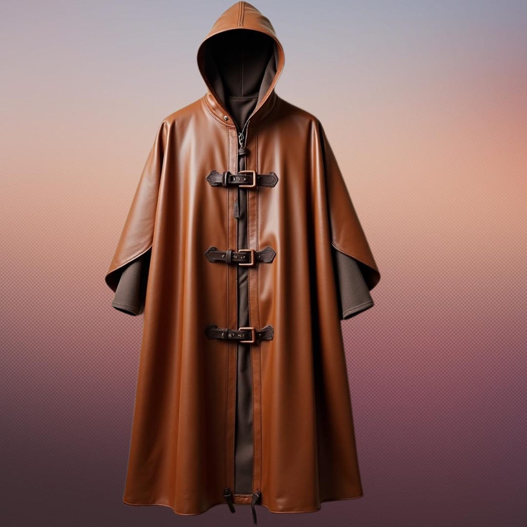 Premium Brown Leather Hooded Cloak - Etsy