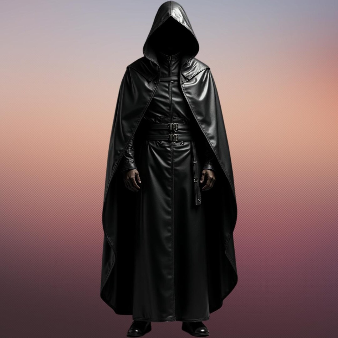 Men's Black Hooded Leather Cloak- Handmade Cloak - Etsy