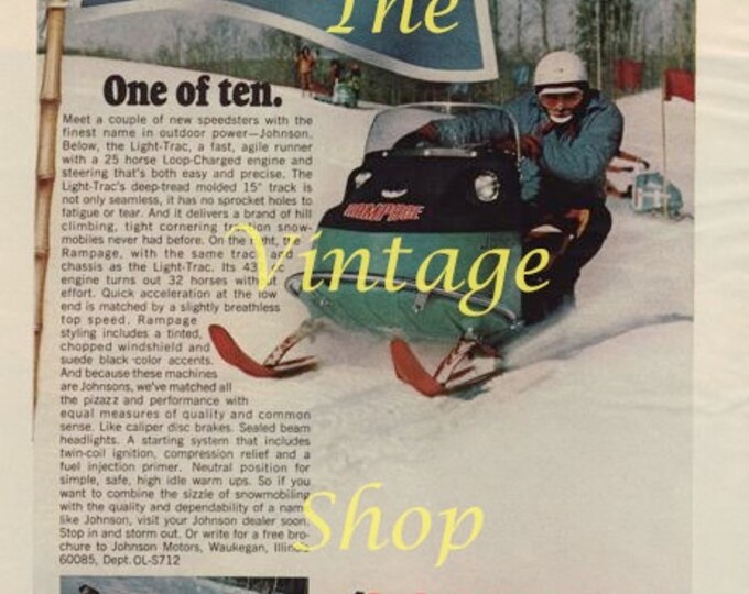 Johnson Rampage Snowmobile..original 1970s Vintage Ad - Etsy