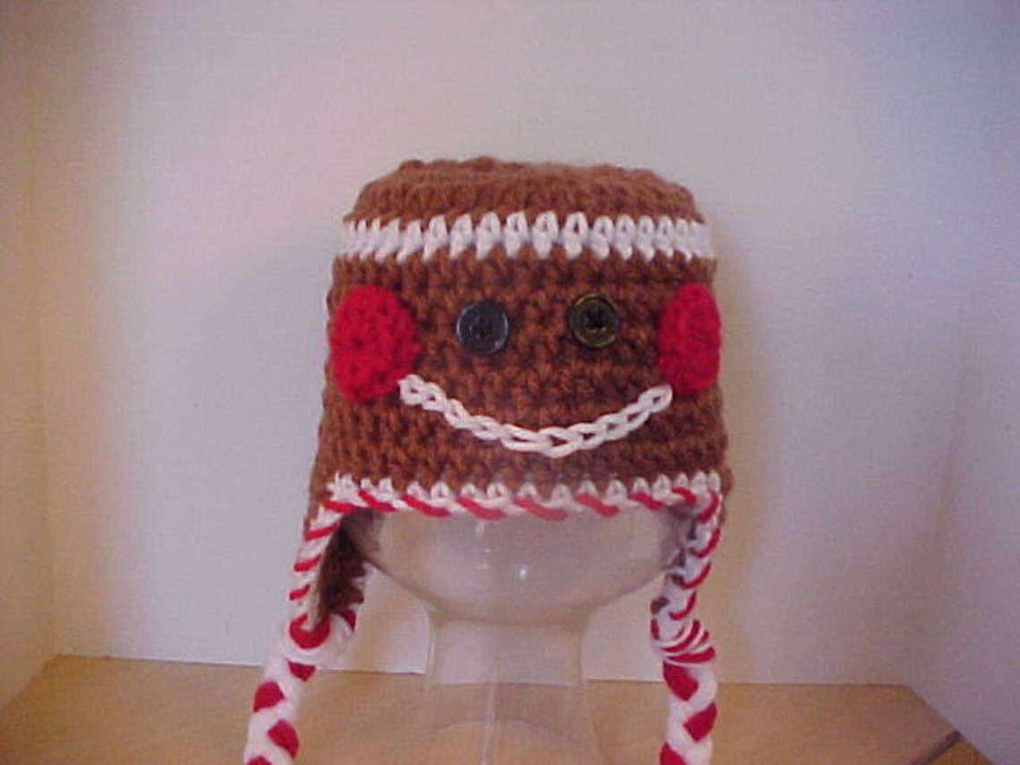 Gingerbread Hat Girl or Boy Crocheted Ear Flap Hat NB to 24 - Etsy