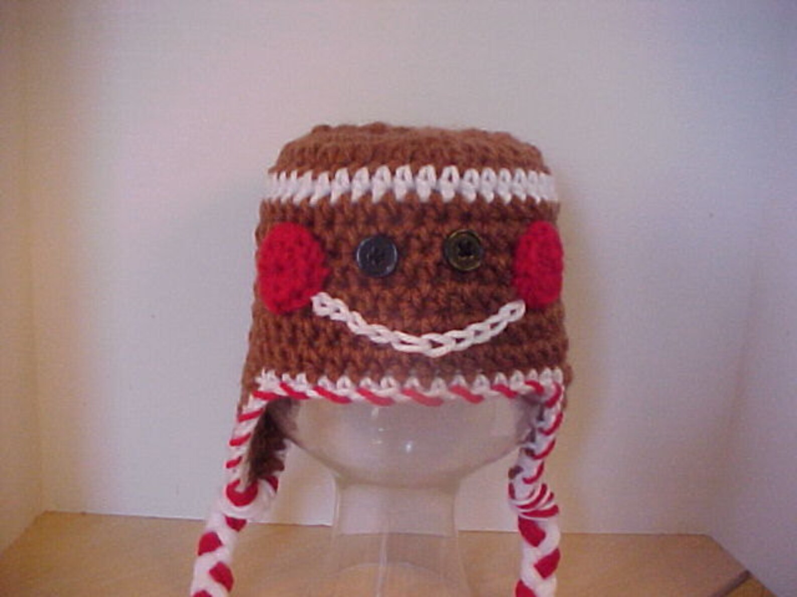 Gingerbread Hat Girl or Boy Crocheted Ear Flap Hat NB to 24 Months Size ...