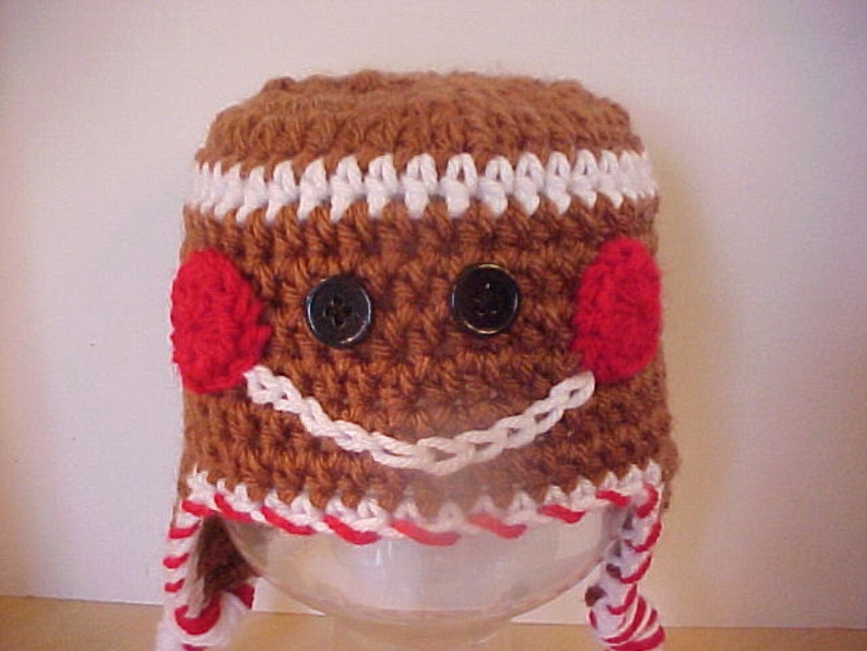 Gingerbread Hat Girl or Boy Crocheted Ear Flap Hat NB to 24 - Etsy