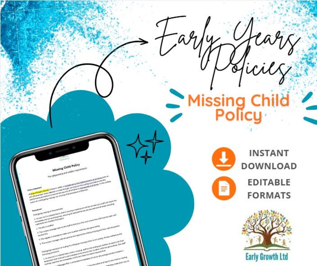 Missing Child Policy – Editable Preschool, Nursery and Childminder ...