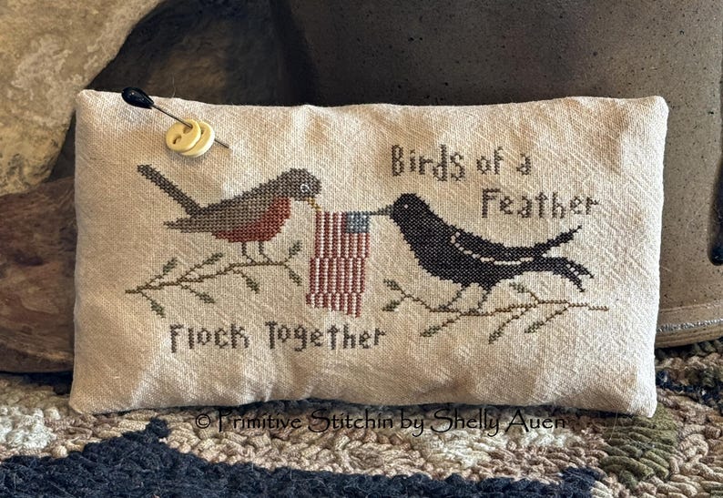 New 2025! Primitive Birds of a Feather Flock Together Pin Keep Pillow ...