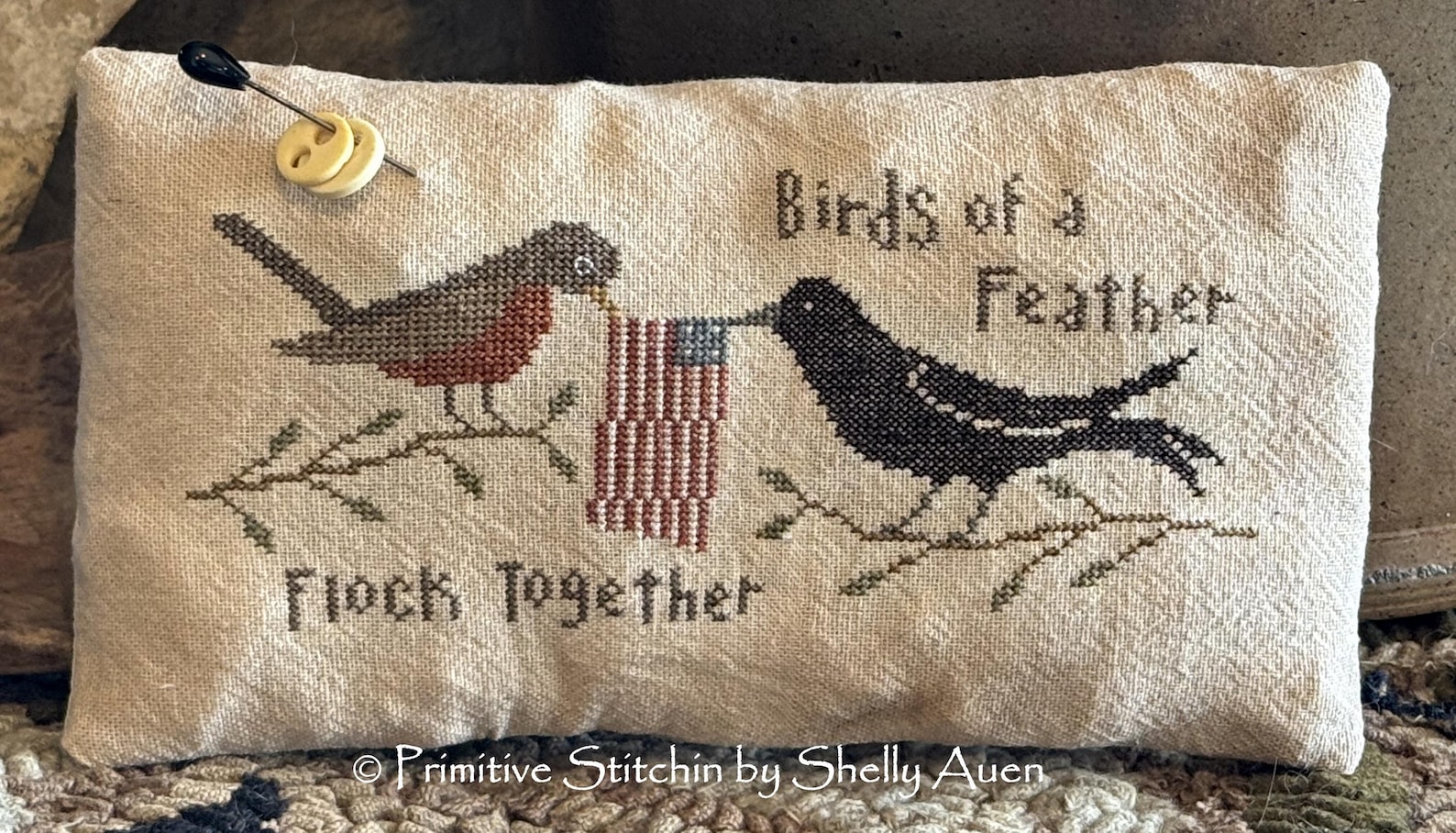 New 2025! Primitive Birds of a Feather Flock Together Pin Keep Pillow ...