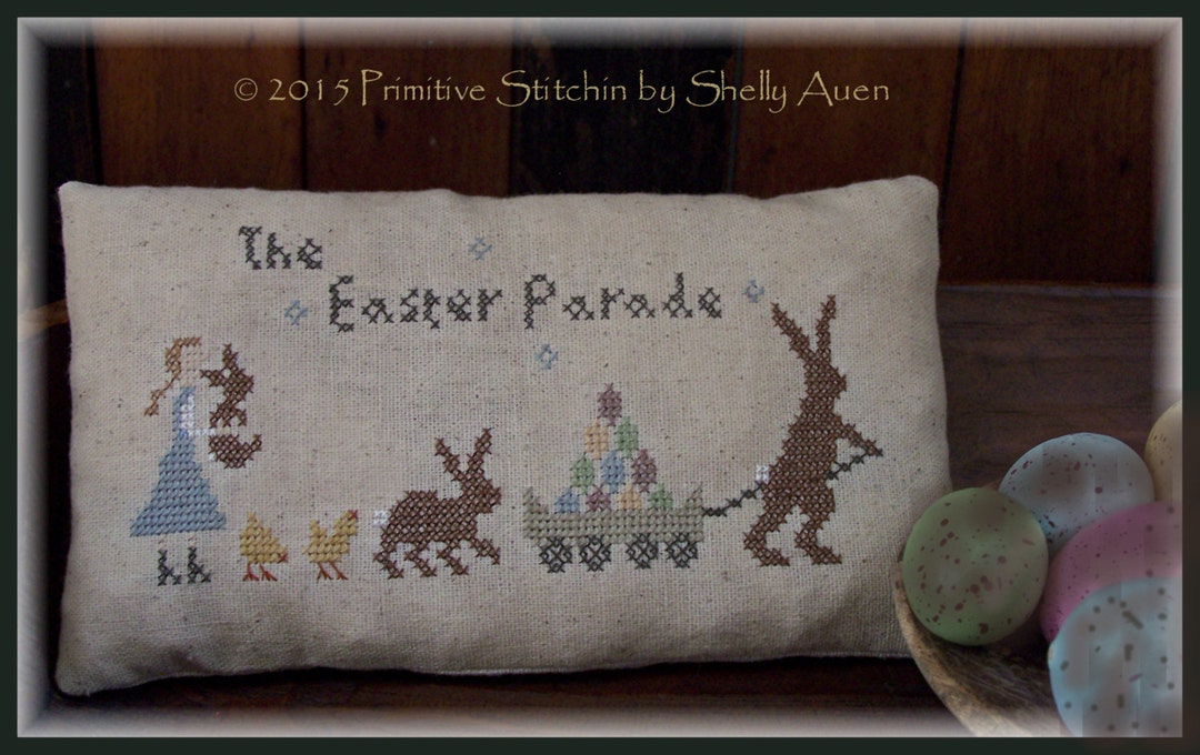 The Easter Parade Primitive Cross Stitch Easter E-pattern PDF - Etsy