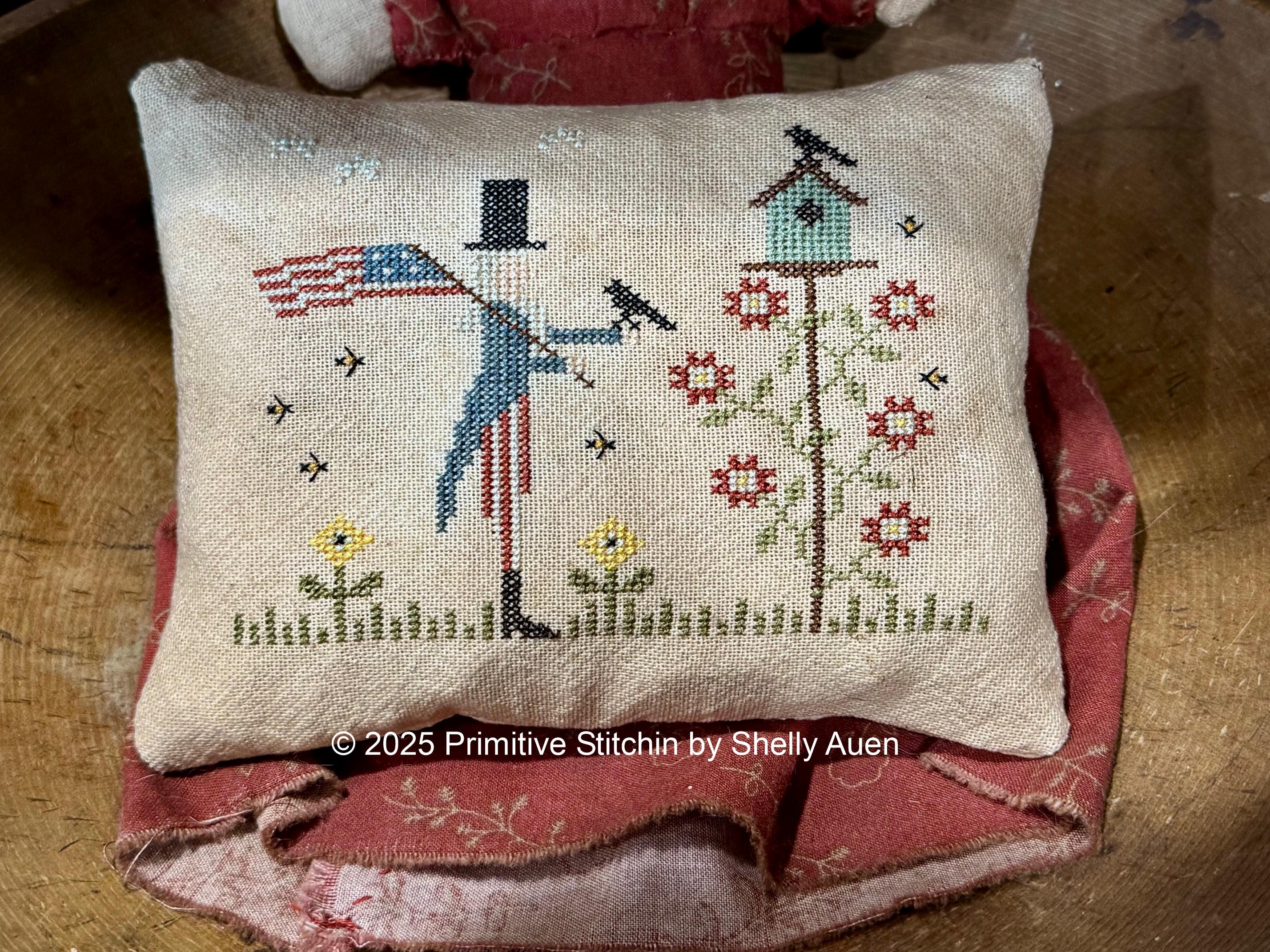 New 2025! Uncle Sam's Garden Primitive Cross Stitch Pillow Keep PDF ...