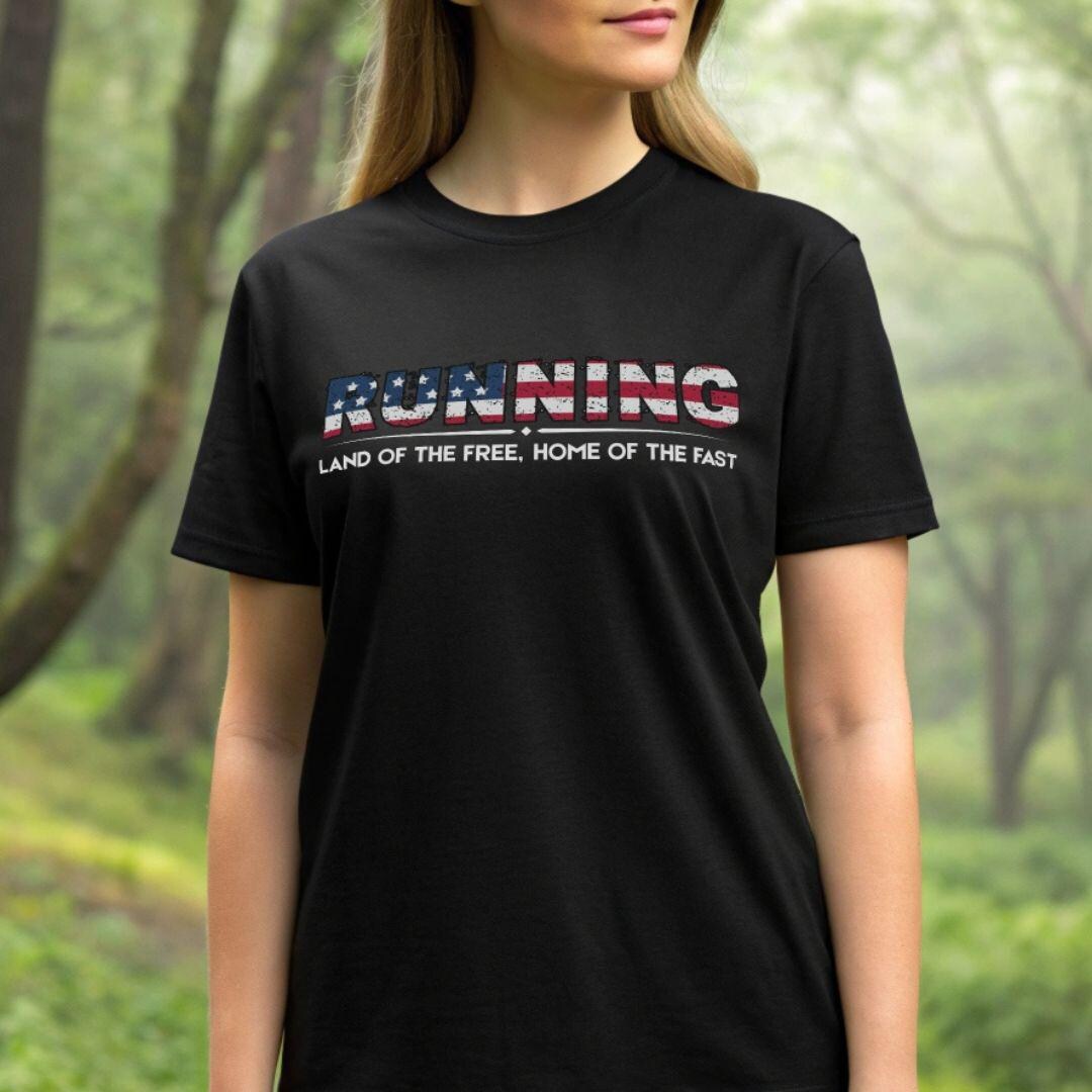 Running Shirt Land of the Free Home of the Fast / USA Flag Running Tee ...