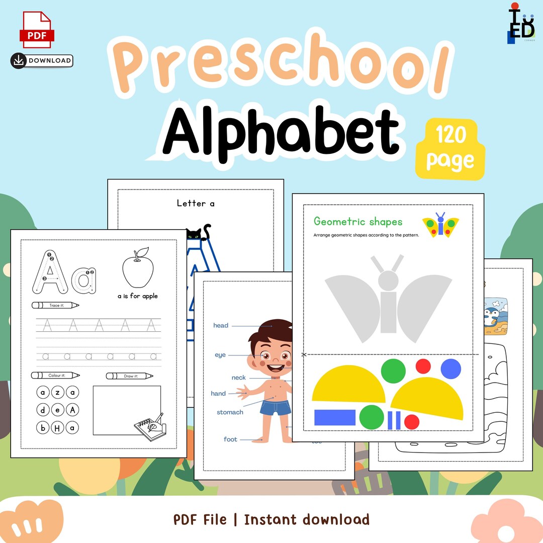 Printable Alphabet Preschool Bundle / Preschool Pre-k + Kindergarten ...
