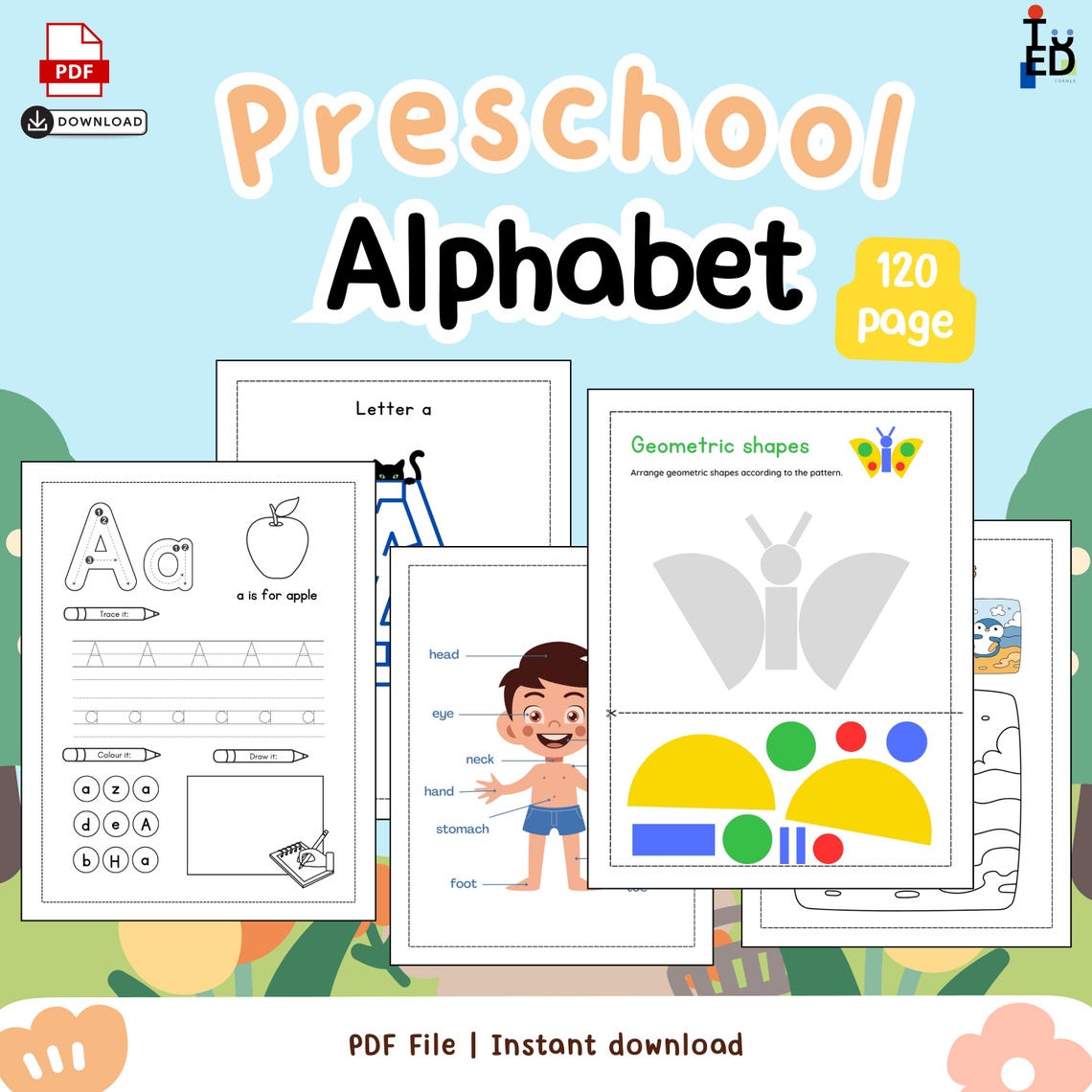 Printable Alphabet Preschool Bundle / Preschool Pre-k + Kindergarten ...