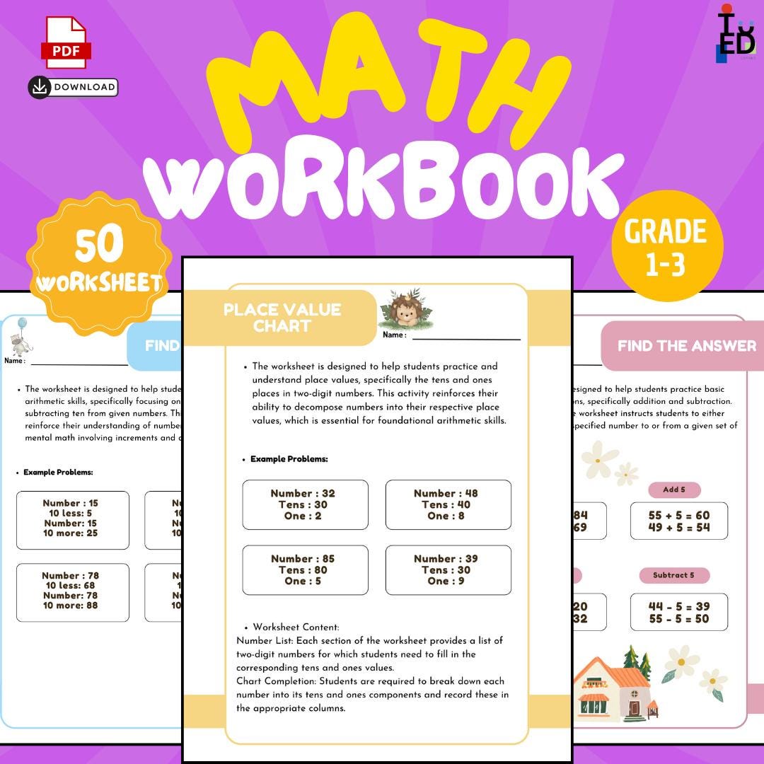 Math Practice Workbook Bundle | 110 Page | Answer Key Include | 1-3 ...