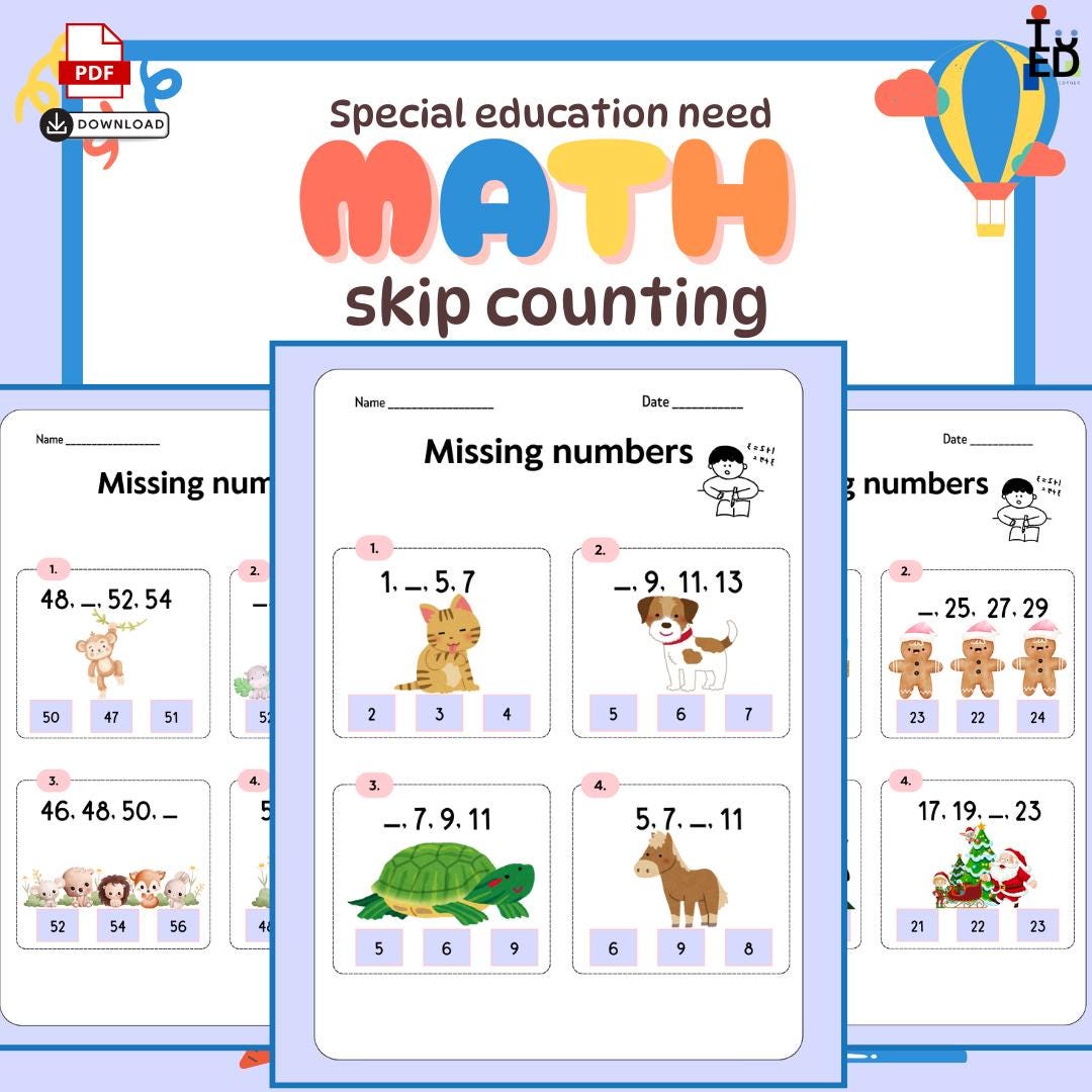 Skip Counting Made Easy | Autism-friendly | Math Worksheet | Printable ...