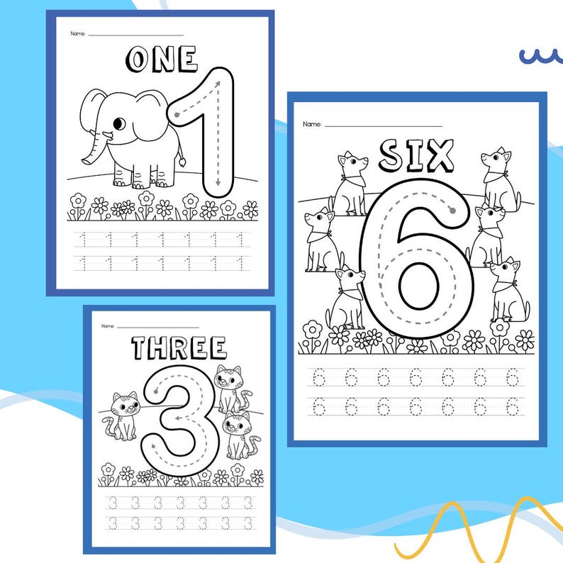 Numbers 1-10 Tracing & Coloring Worksheets | Preschool Kindergarten ...
