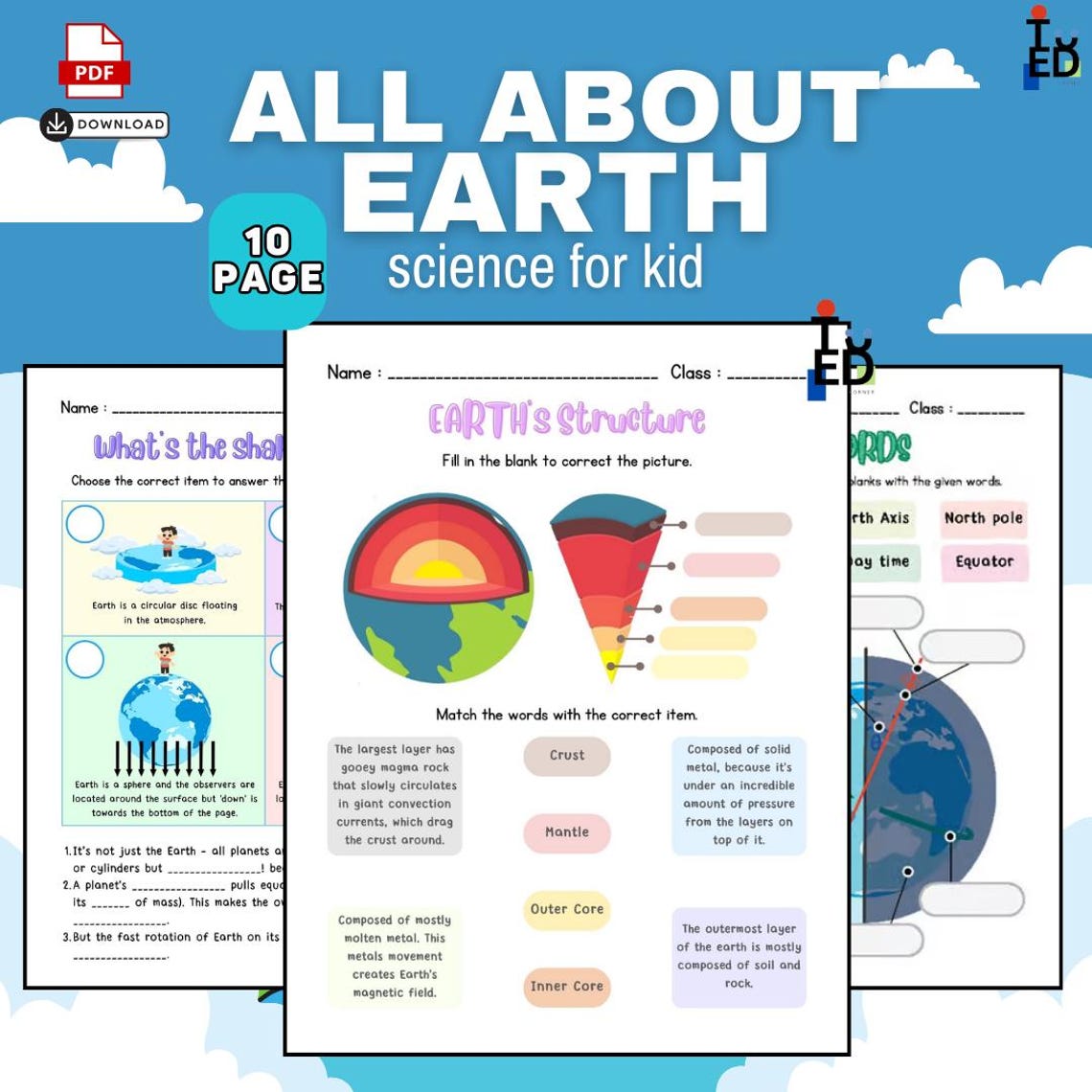 All About Earth | Science for Kids Activity | Printable | 2-4 Grade - Etsy