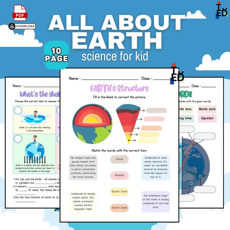 All About Earth | Science for Kids Activity | Printable | 2-4 Grade - Etsy