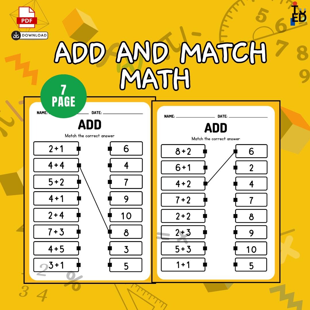 Add and Match Math Activity | 1st Grade | Printable - Etsy