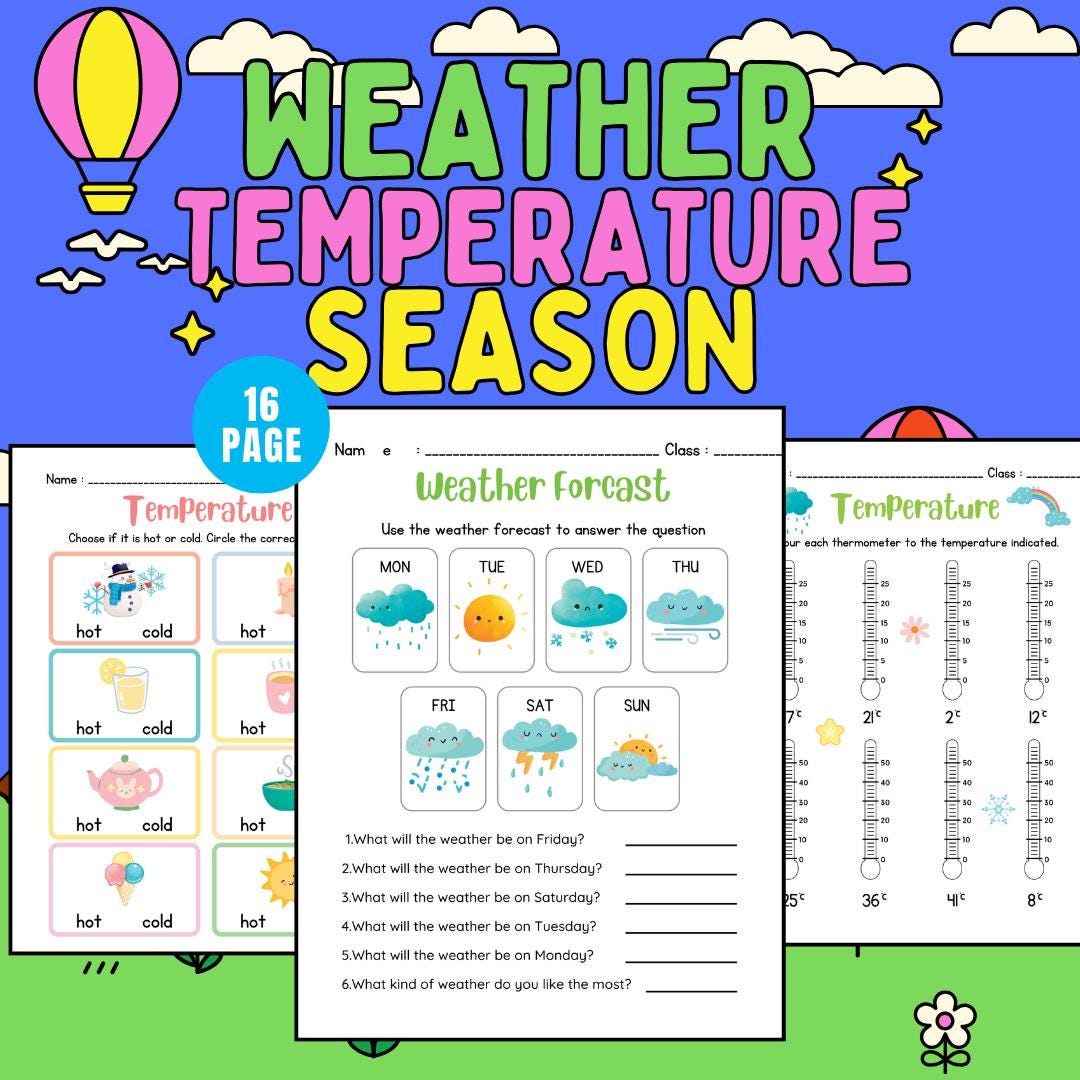 Weather Temperature Seasons Activity | Worksheet | Printable | 5–8 ...