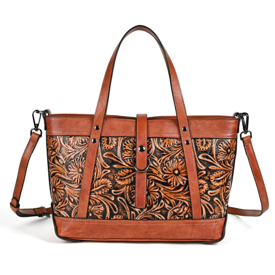 2024 New Large Capacity Handbag Genuine Leather Handleather Vintage ...