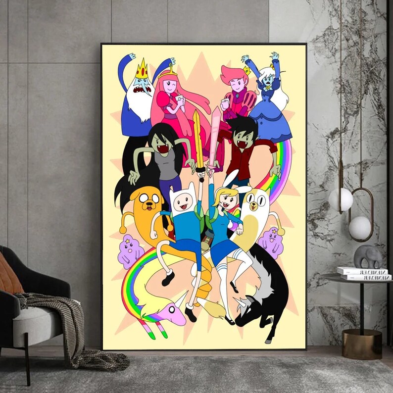 Cartoon Wall Art: Adventure Time Poster, Cute Wall Art Poster, Anime ...