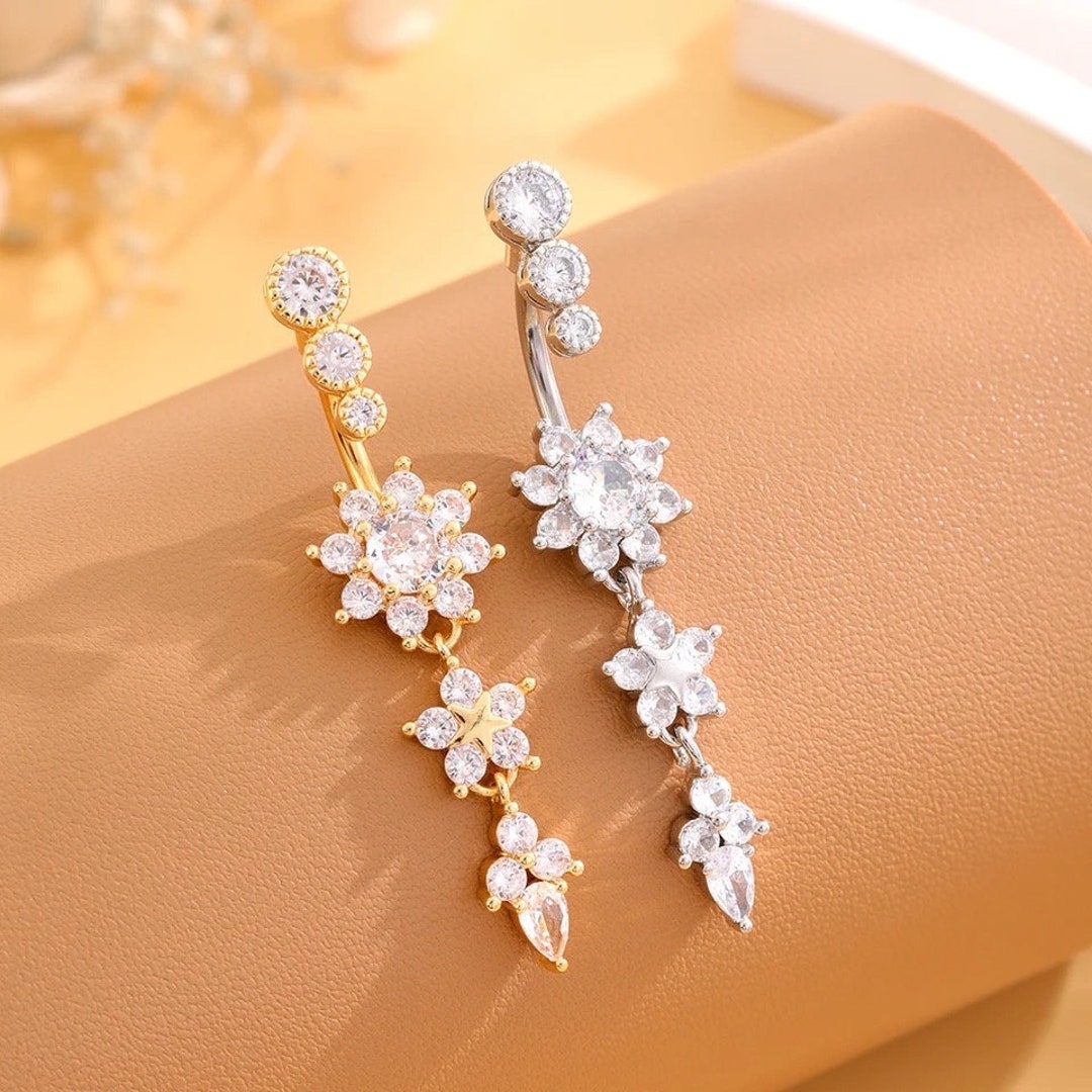 Belly Button Rings: Classy Belly Button Ring Flower/ Gift for Her ...