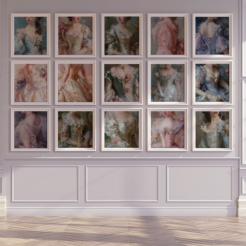 BUNDLE of 100 Coquette Fashion Paintings | Rococo Vintage Art, Girly ...
