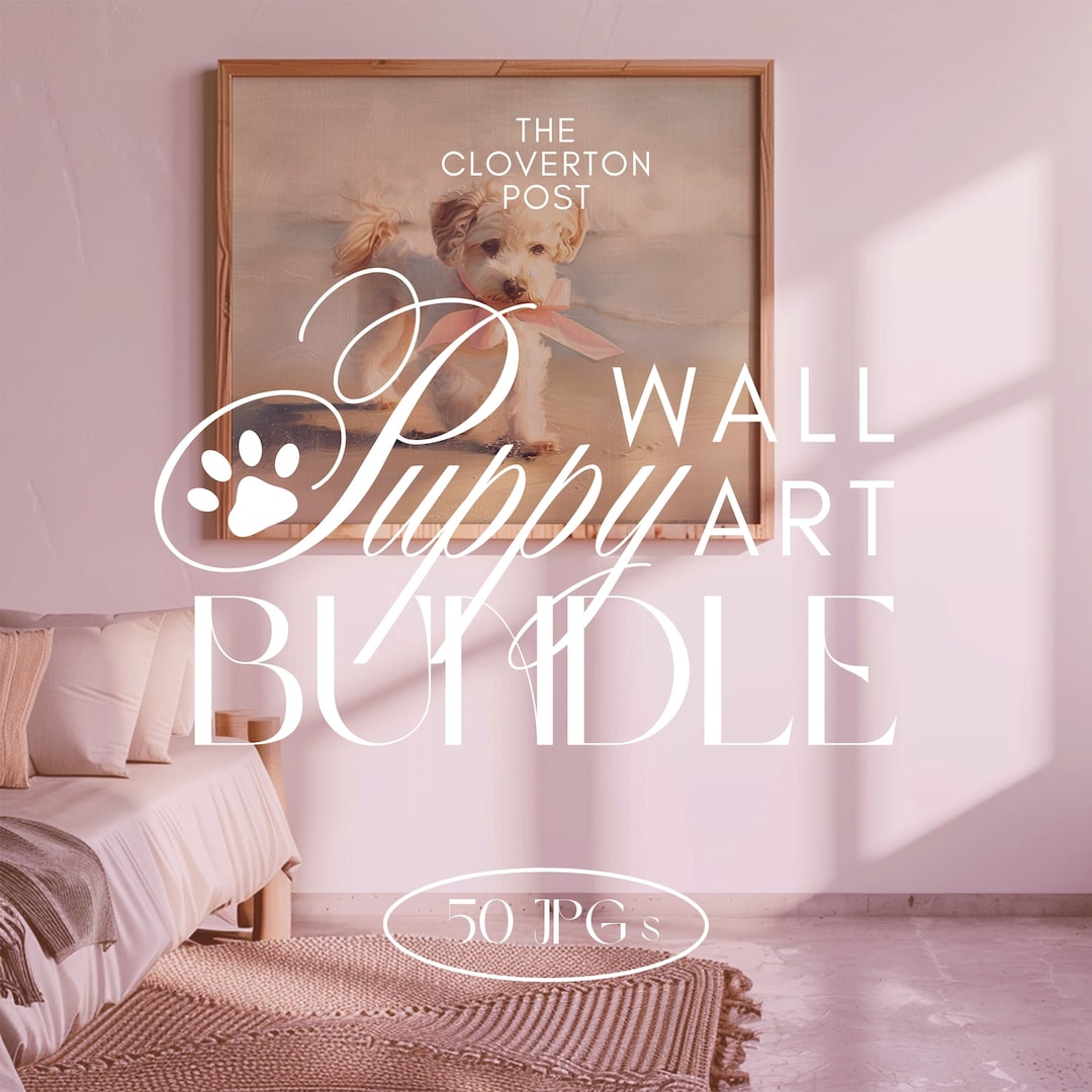 BUNDLE of 50 Coquette Puppy Paintings Rococo Vintage Art, Dog Farmhouse ...