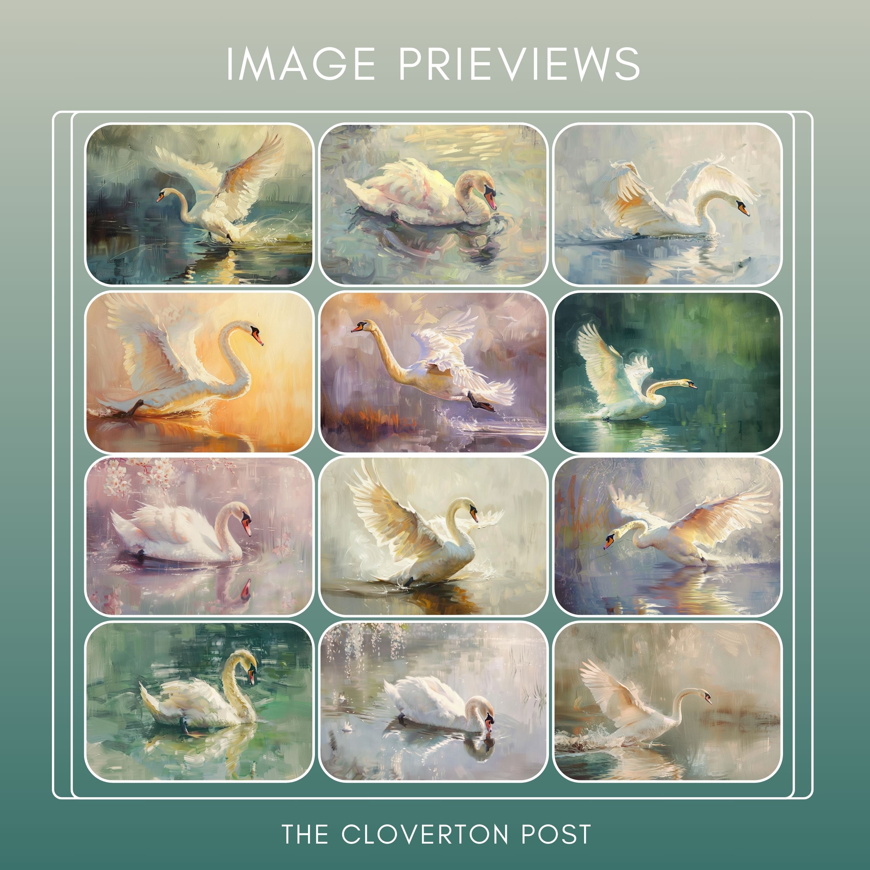BUNDLE of 100 Coquette Swan Paintings Rococo Vintage Art, Girly ...