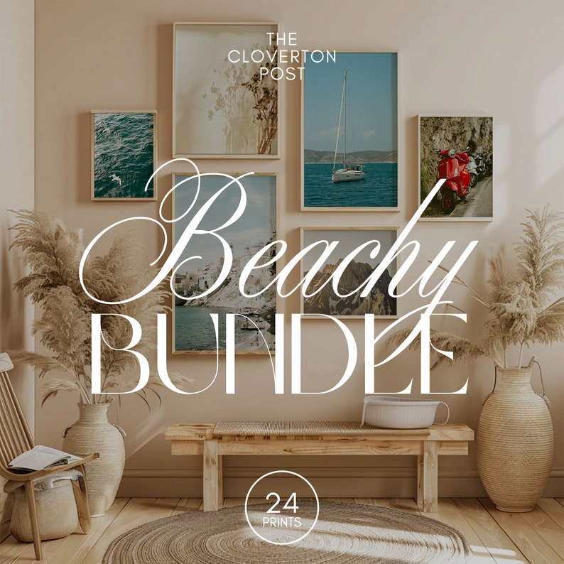Coastal Wall Art Mega Bundle, 24 Print Set, Ocean Mood Board, Beach ...