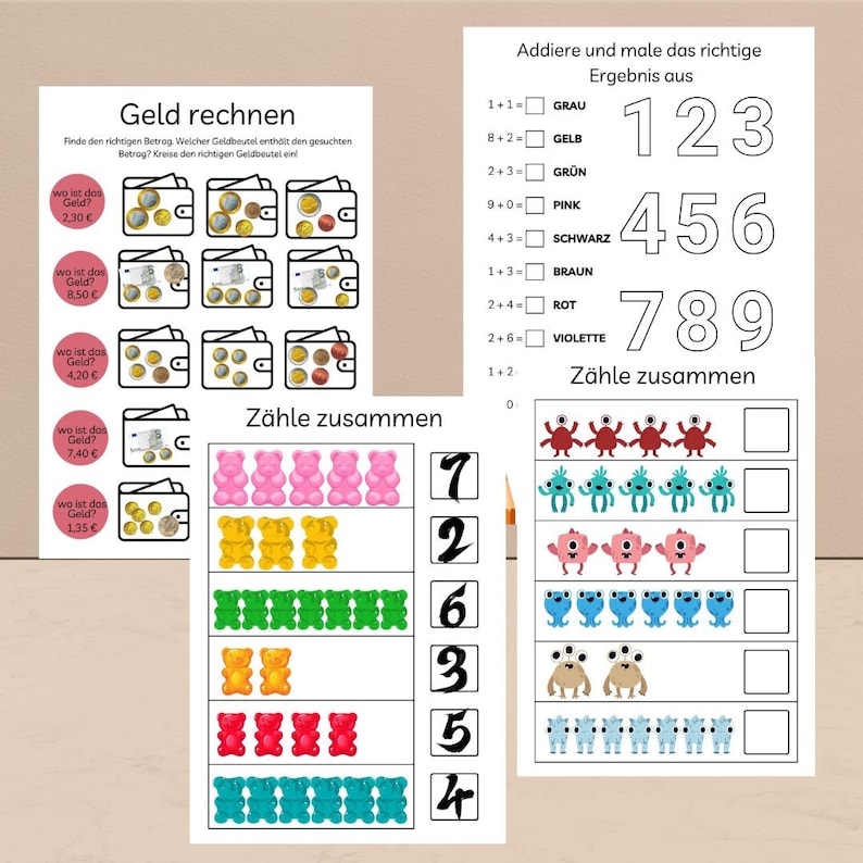 10 Worksheets Calculating Adding Adding up Coloring Counting Money ...