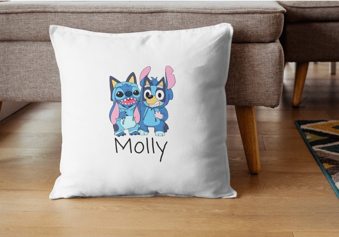 Bluey & Stitch Cushion COVER, Gift for Kids, Birthday Gift, Nursery ...