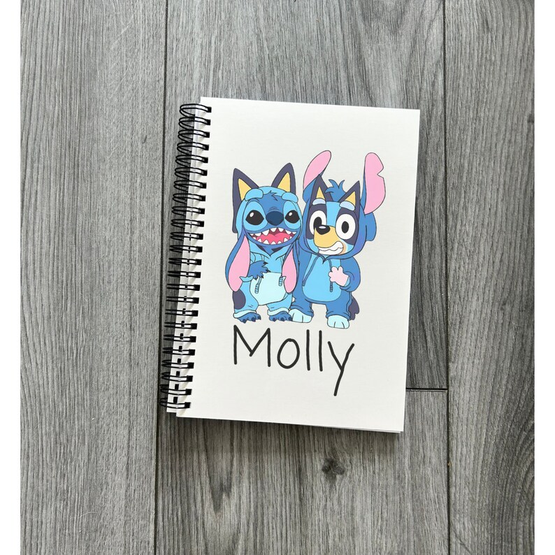 Bluey & Stitch Notebook, A5 Size, Name Style, Named Gift, Name Present ...