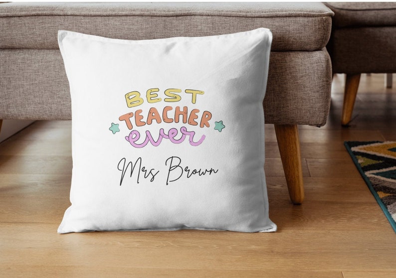Personalised Best Teacher Name Cushion COVER, Gift for Teacher, Teacher ...
