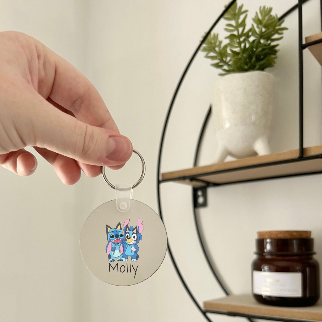 Bluey & Stitch Keyring, Bluey Keyring, Little Gift, Present, Keychain ...