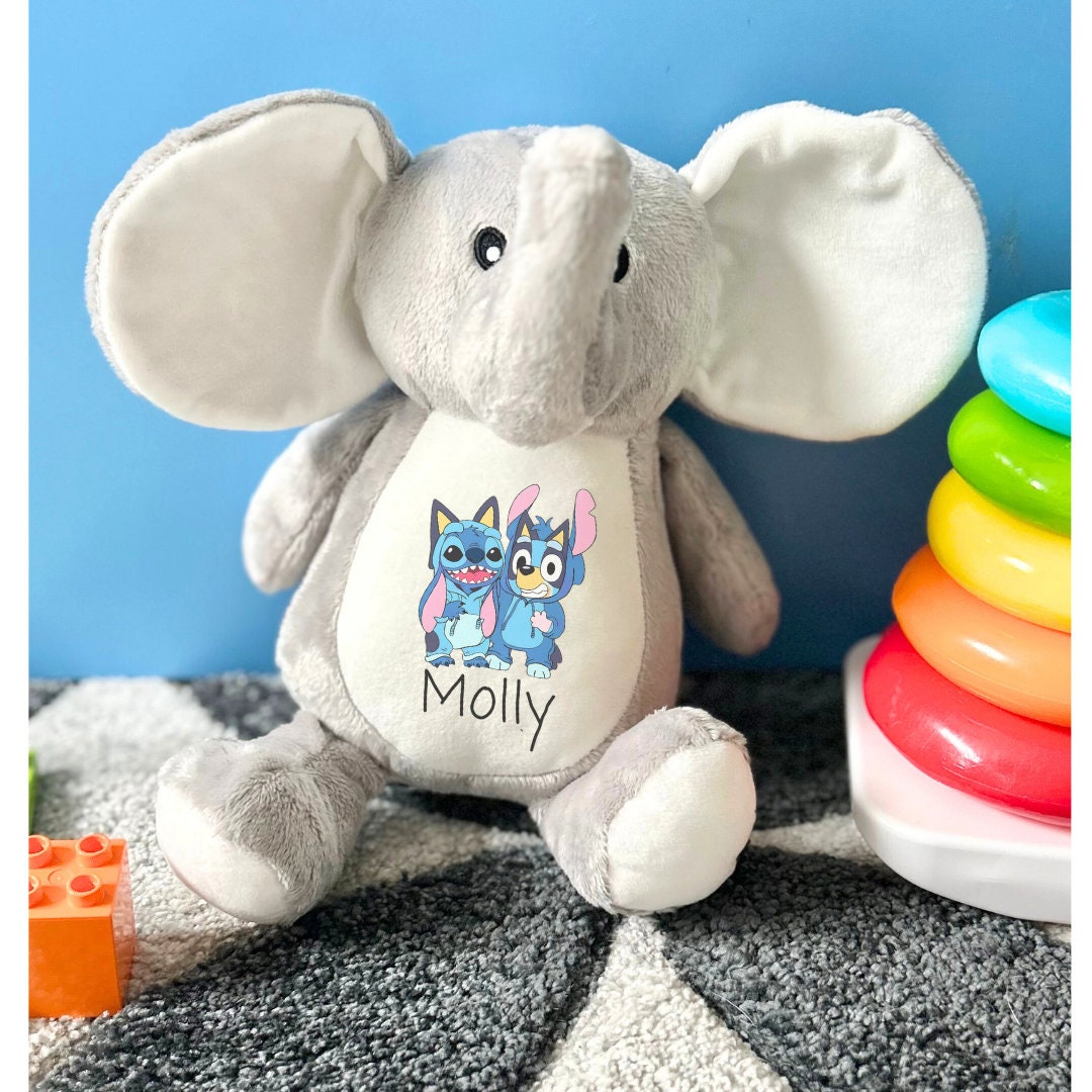 Bluey & Stitch Elephant Teddy, Baby Gift, Elephant Teddy, New Baby Gift ...