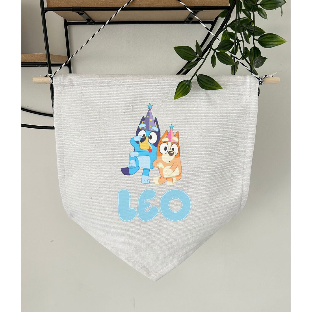 Bluey and Name Wall Hanging Pennant, Childrens Door, Wall Sign, Room ...