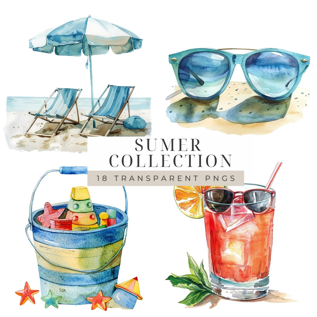 Nautical Watercolor Clipart Instant Download PNG Clipart Beach ...