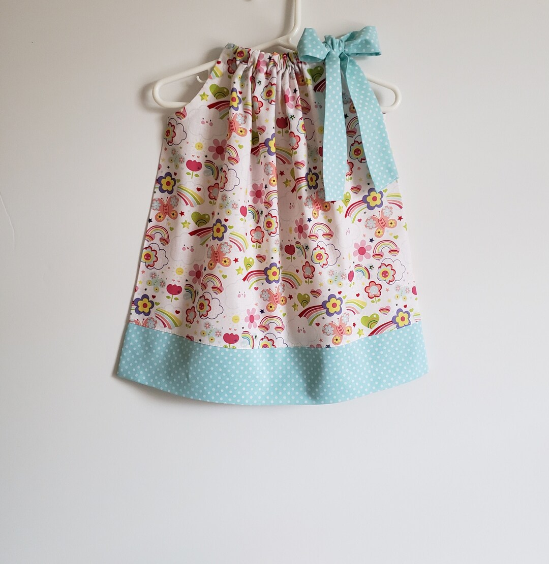 Pillowcase Dress 18m Little Girls Dress With Rainbows and Clouds Size ...