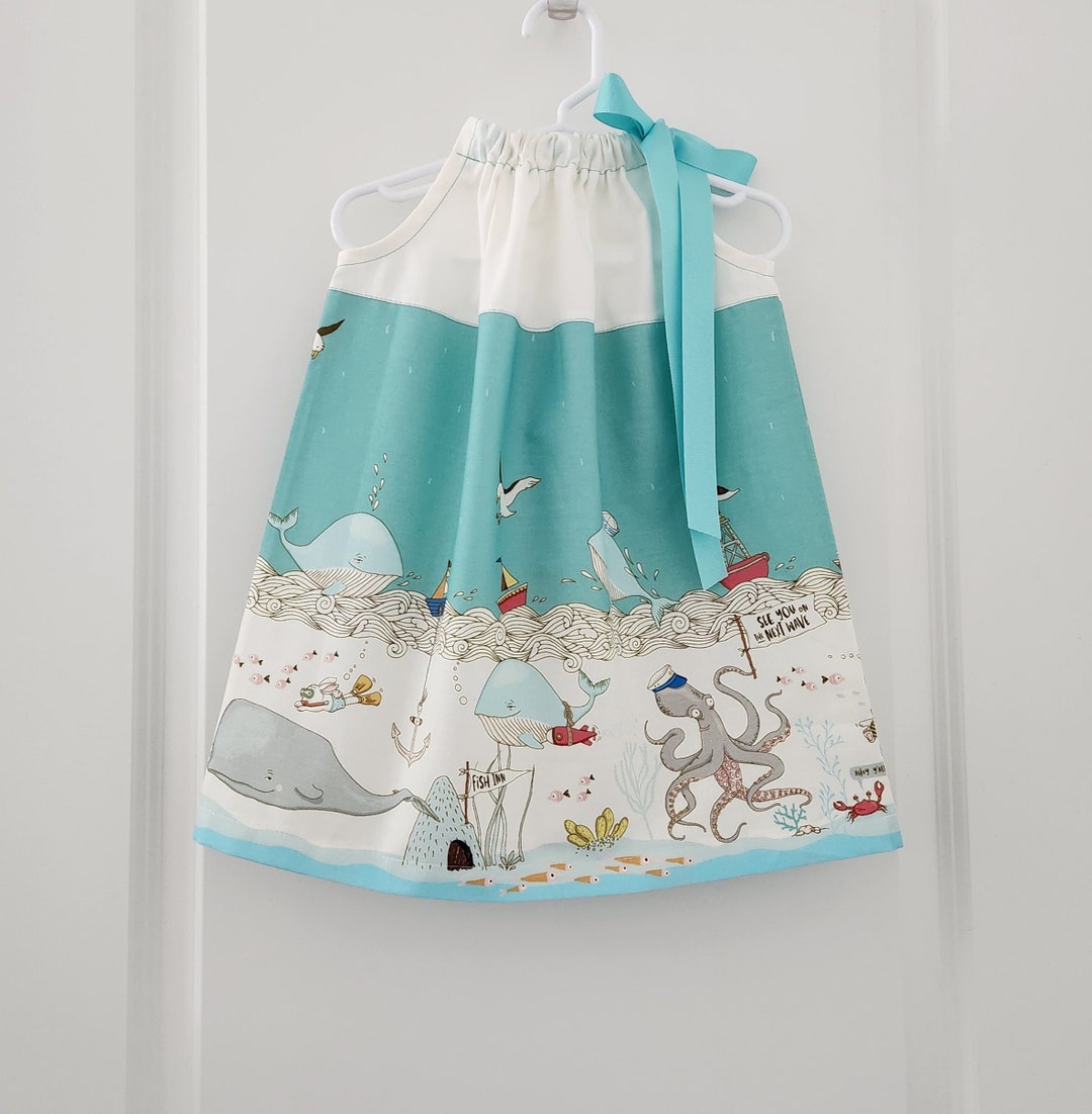 Pillowcase Dress | Ocean Dress With Whales | Under the Sea Dress With ...