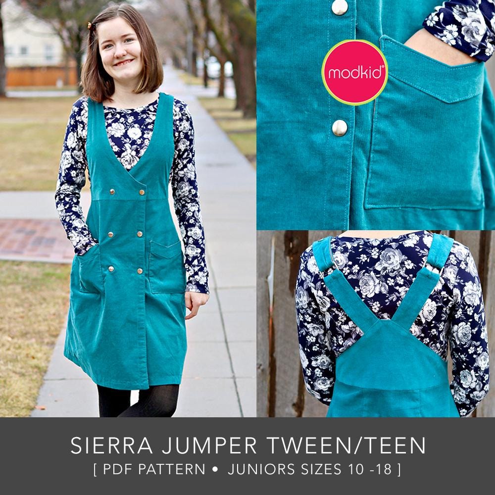 Sierra Tween/teen Crossover Jumper Dress PDF Downloadable Pattern by ...