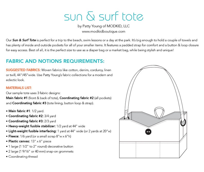 Sun and Surf Tote PDF Downloadable Pattern by MODKID - Instant Download ...