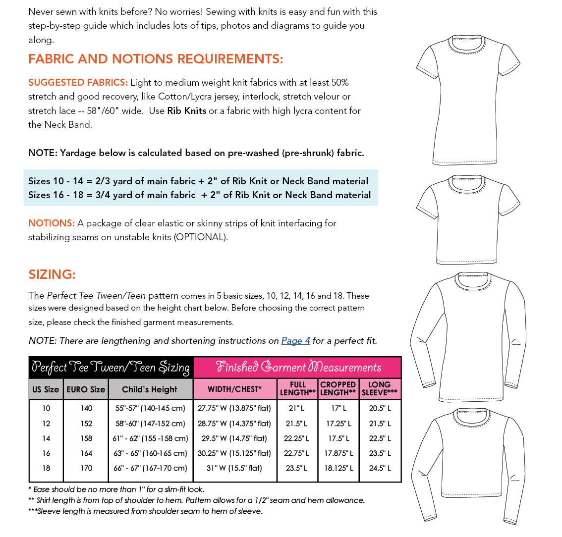 Perfect Tee Tween/Teen PDF Downloadable Pattern by MODKID... | Etsy