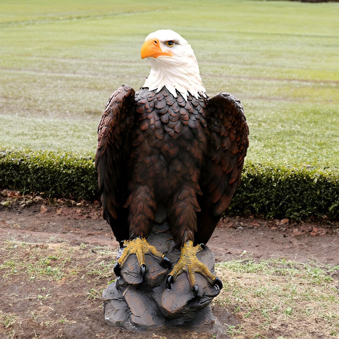 24 Solid Life-size American Bald Eagle Statue, Eagle Garden Statue, Large Eagle Decoration ...