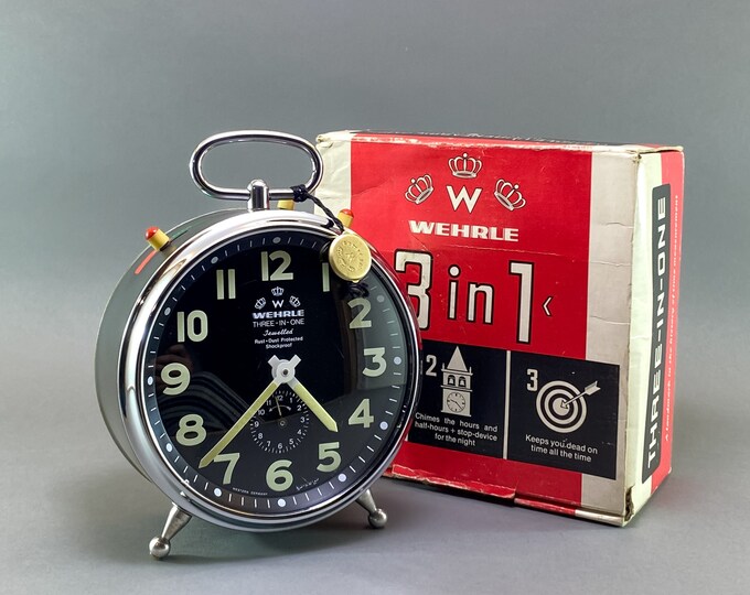1960s Wehrle Table Clock, New Old Stock! Vintage Wehrle Three in One ...