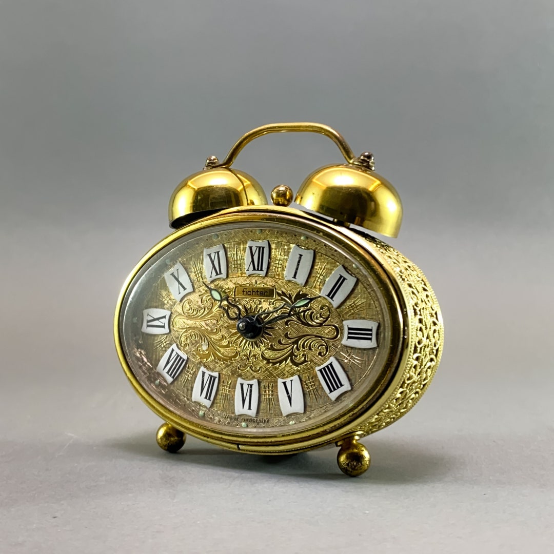 1960s Fichter Table Clock, Vintage Intricate Craftsmanship Mechanical ...