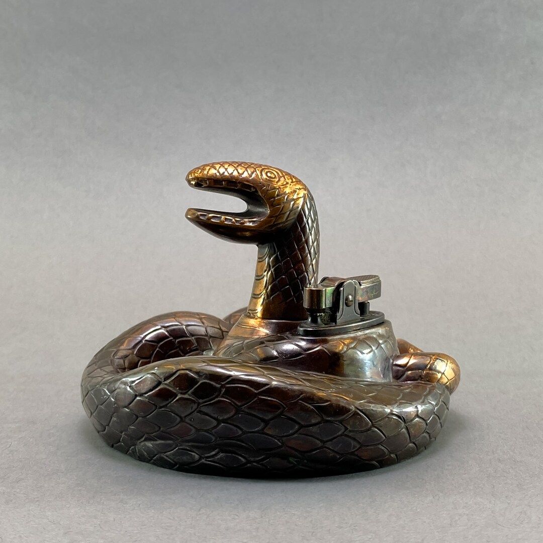 1960s Table Lighter, Vintage Super Rare Snake Design Tabletop Lighter ...