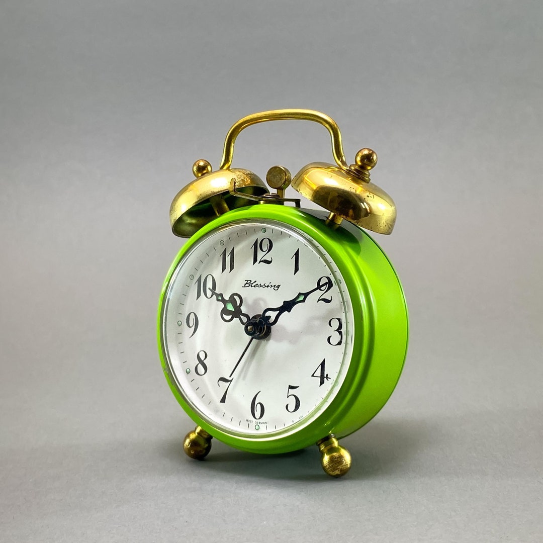 1970s Blessing Table Clock, Vintage Mechanical Alarm Clock, Rare Mid ...