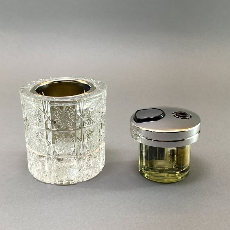 1980s Crystal Table Lighter, Vintage Handcrafted Tabletop Lighter, Mid ...