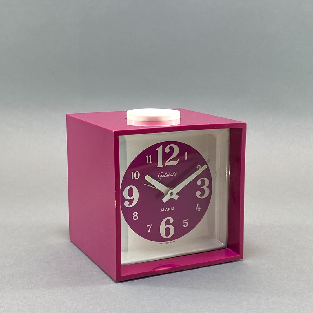 1970s Goldbühl Table Clock, Vintage Cube Form Pop Art Alarm Clock, Rare ...
