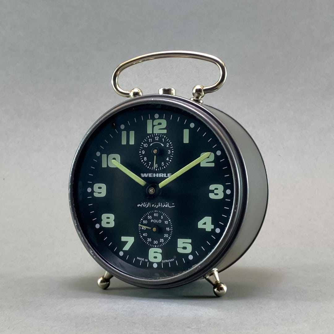 1960s Wehrle Table Clock, Vintage Mechanical Alarm Clock, Rare Mid ...