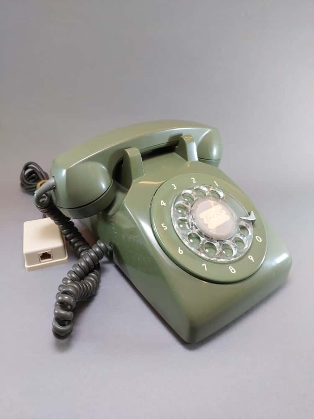 1970s Rotary Dial Telephone: Vintage Olive Green Landline, Fully ...